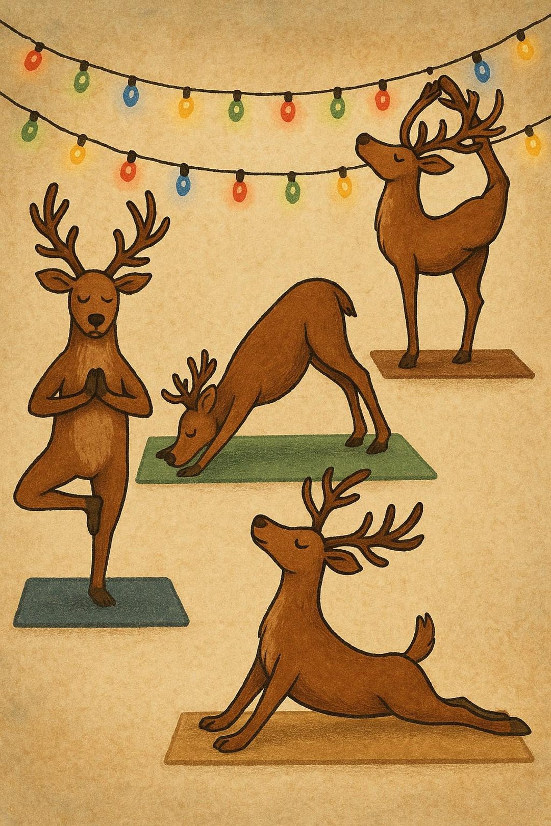 Yoga Reindeer Art Print - Etsy
