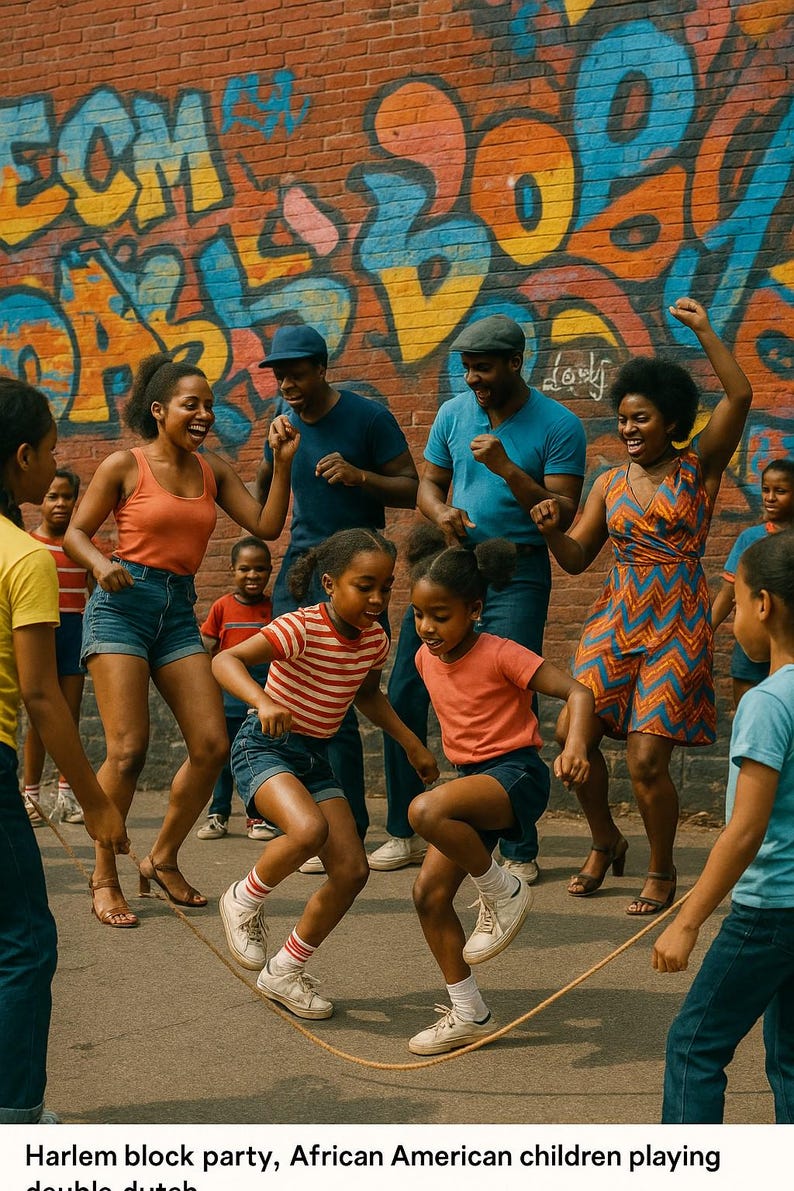 Harlem Block Party Wall Art – African American Children Playing Double ...