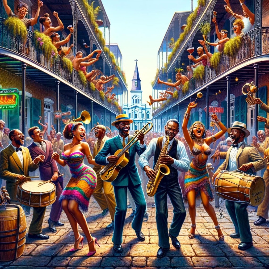 Lively New Orleans Street Jazz Dance - Festive Digital Art Print - Etsy