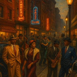 1940’s Harlem Jazz Club Street Scene – Vintage Black Heritage Art Print ...