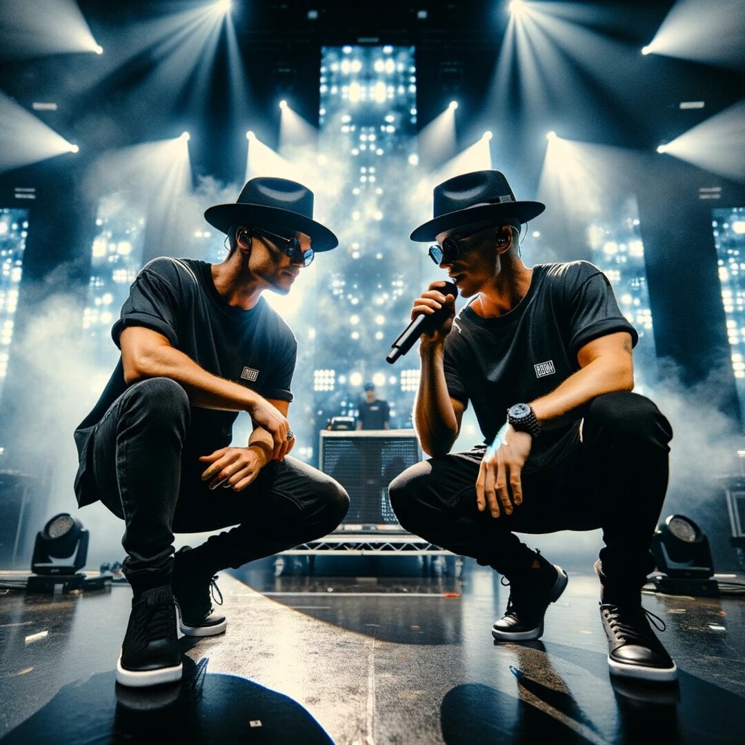Electrifying Hip-hop Performance Art Print - Dual Rappers in Concert - Etsy