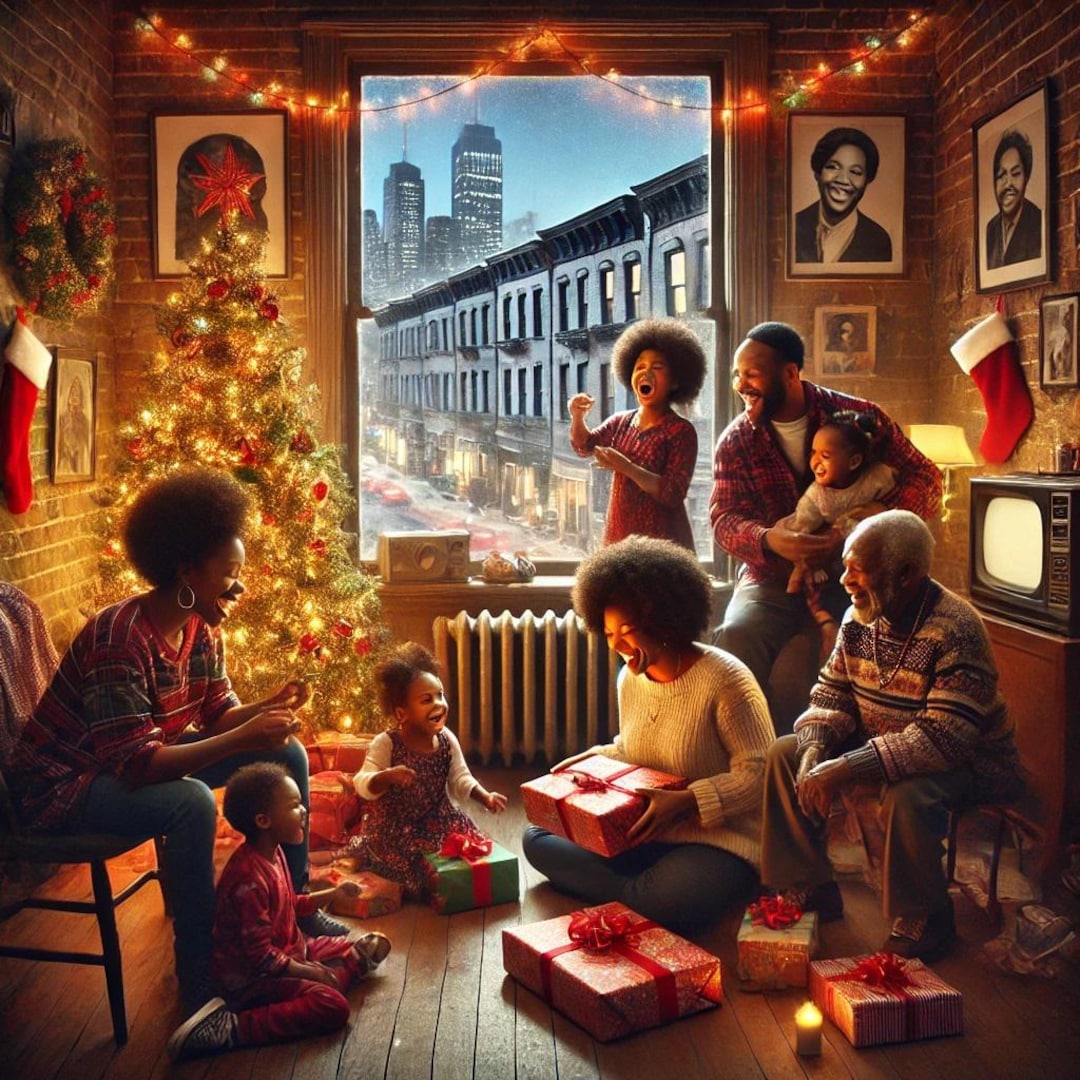 Urban Christmas Joy: Black Family Holiday Celebration Art Print - Etsy