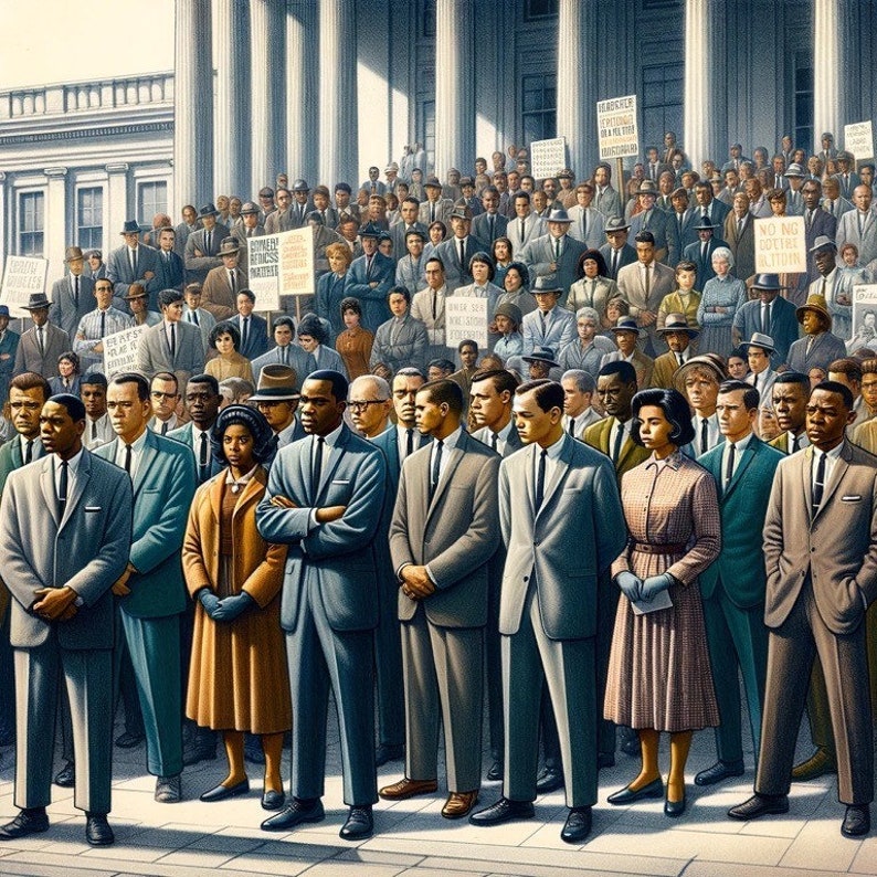 Civil Rights March Digital Art - Historical Protest Illustration ...
