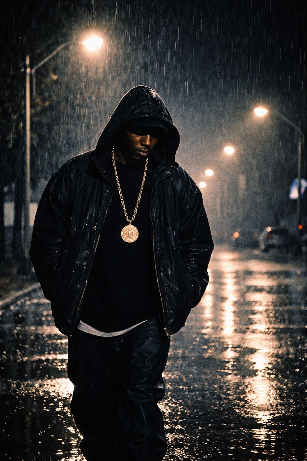 90s Hip Hop Rainy Night Wall Art | Gritty Urban Street Aesthetic ...