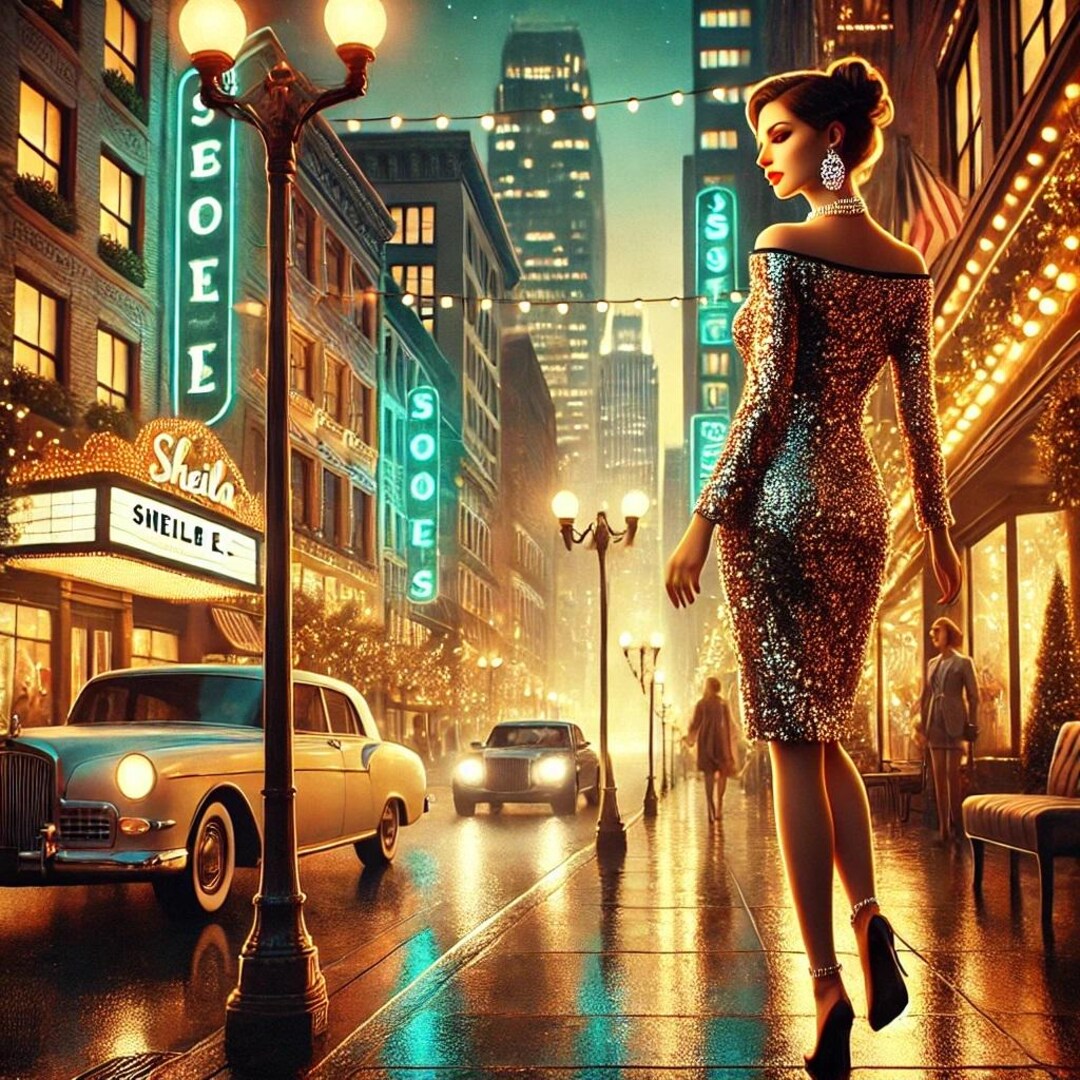 Digital Wall Art - Glamorous City Nightlife Inspired by Sheila E.'s ...