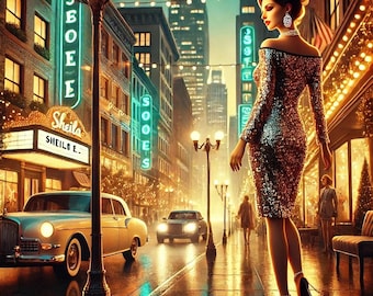 Digital Wall Art - Glamorous City Nightlife Inspired by Sheila E.'s ...