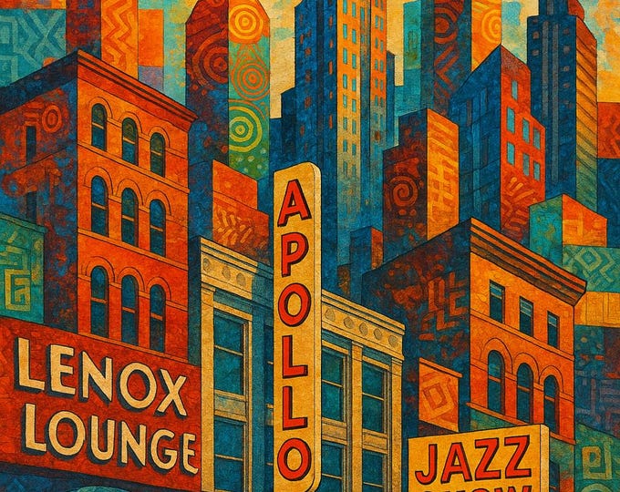 Harlem Jazz Cityscape Wall Art – Apollo Theater, Lenox Lounge, Abstract ...
