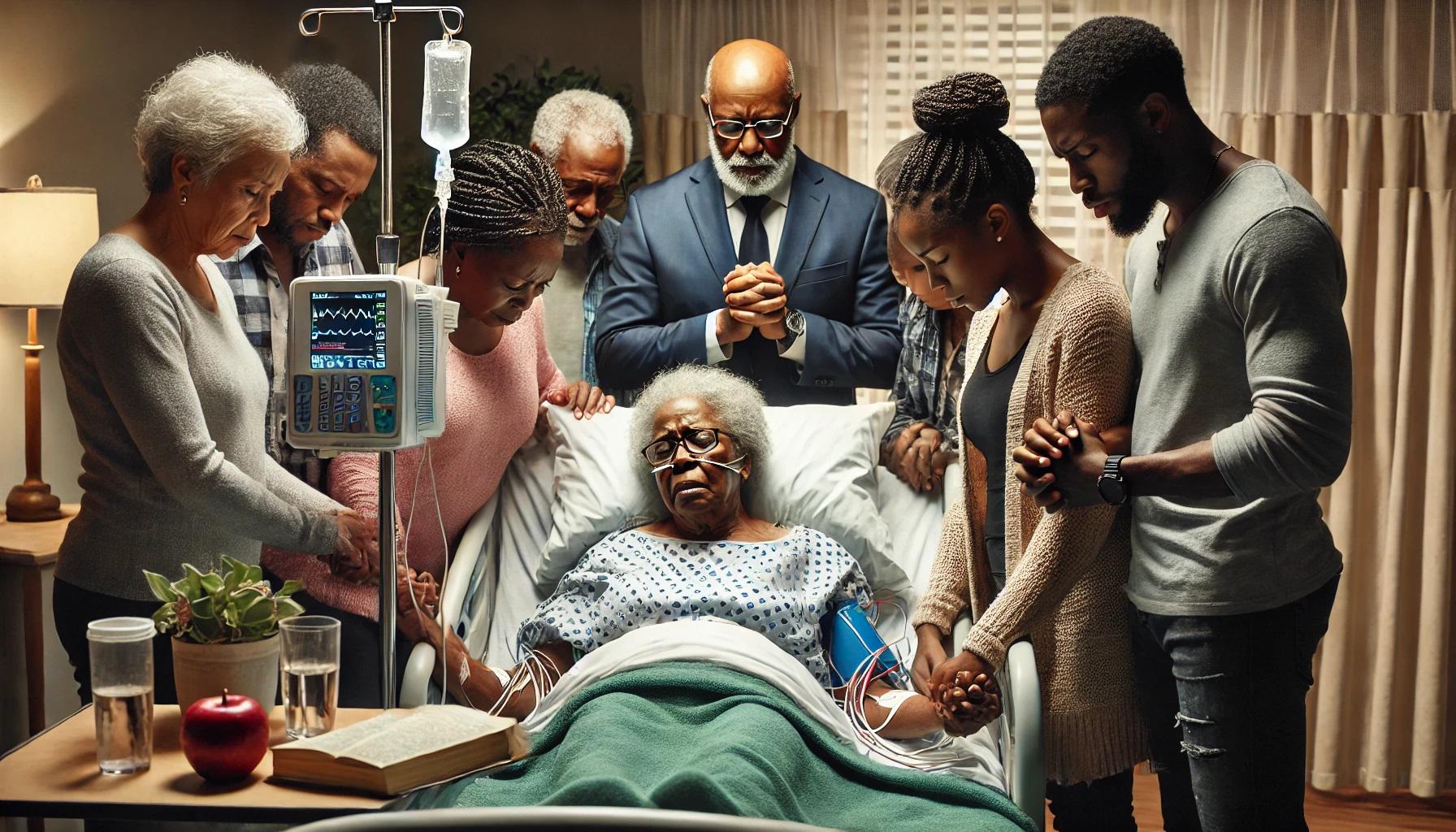 Emotional Art Print of Family in Prayer With Loved One in Hospital - Etsy