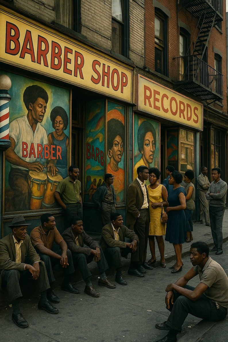 Harlem Barbershop & Record Store Wall Art – Vintage African American ...