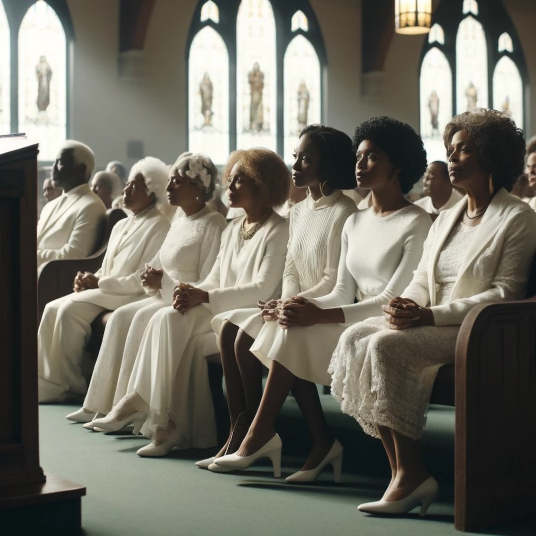 Digital Art Print: Serene Church Scene With African American Women in ...