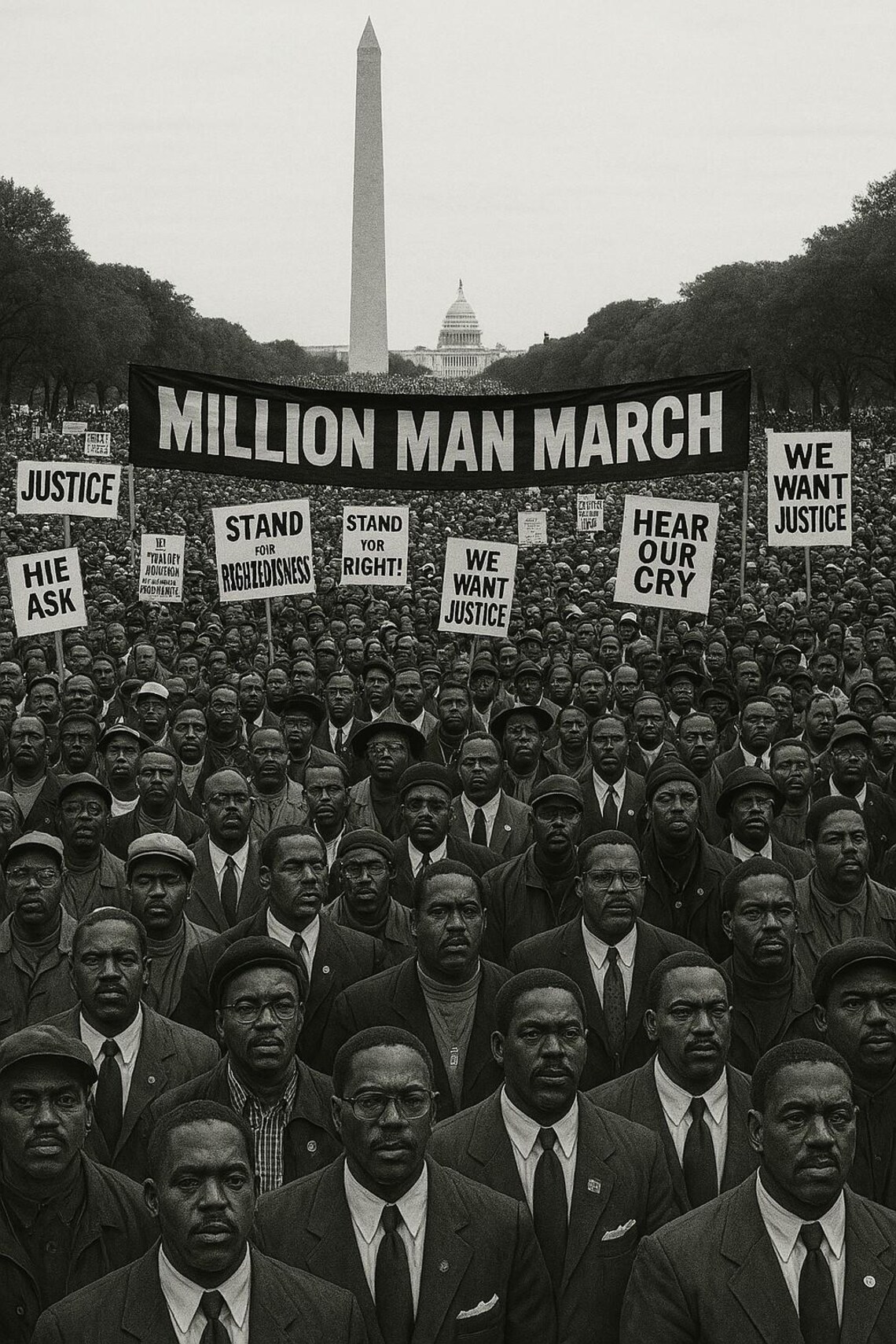 Million Man March Inspired Digital Art Print – Powerful Civil Rights ...