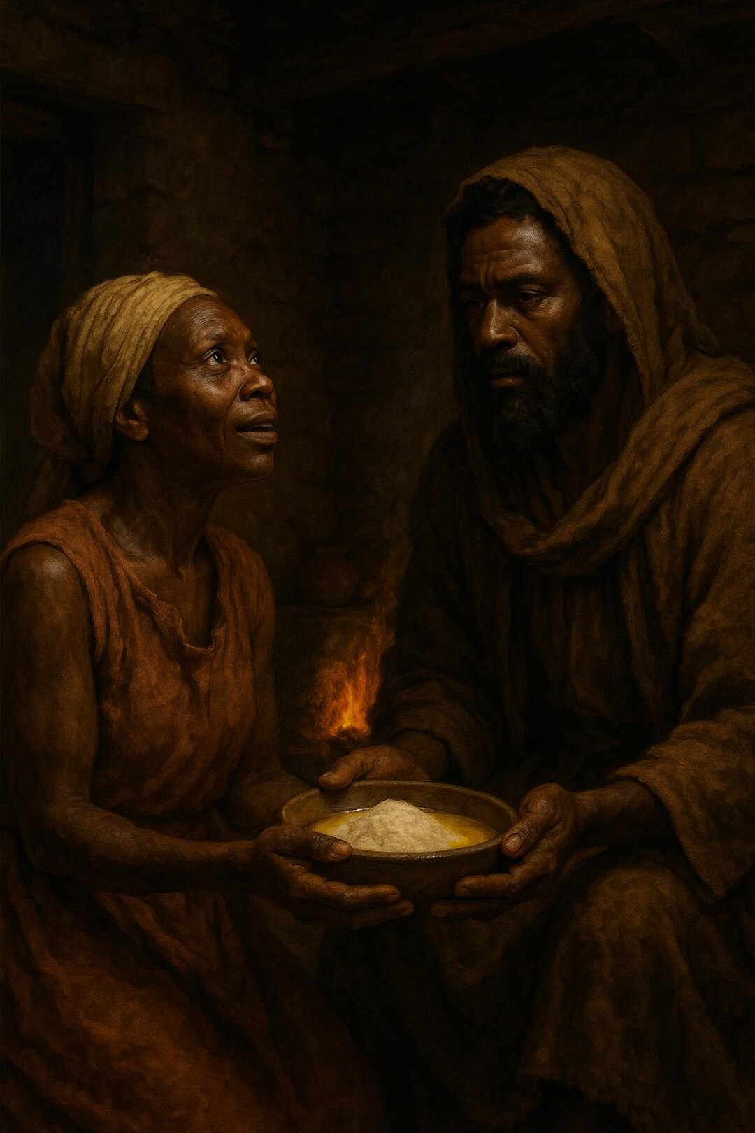 Biblical Widow and Prophet Art Print, Ancient Home Scene, Christian ...