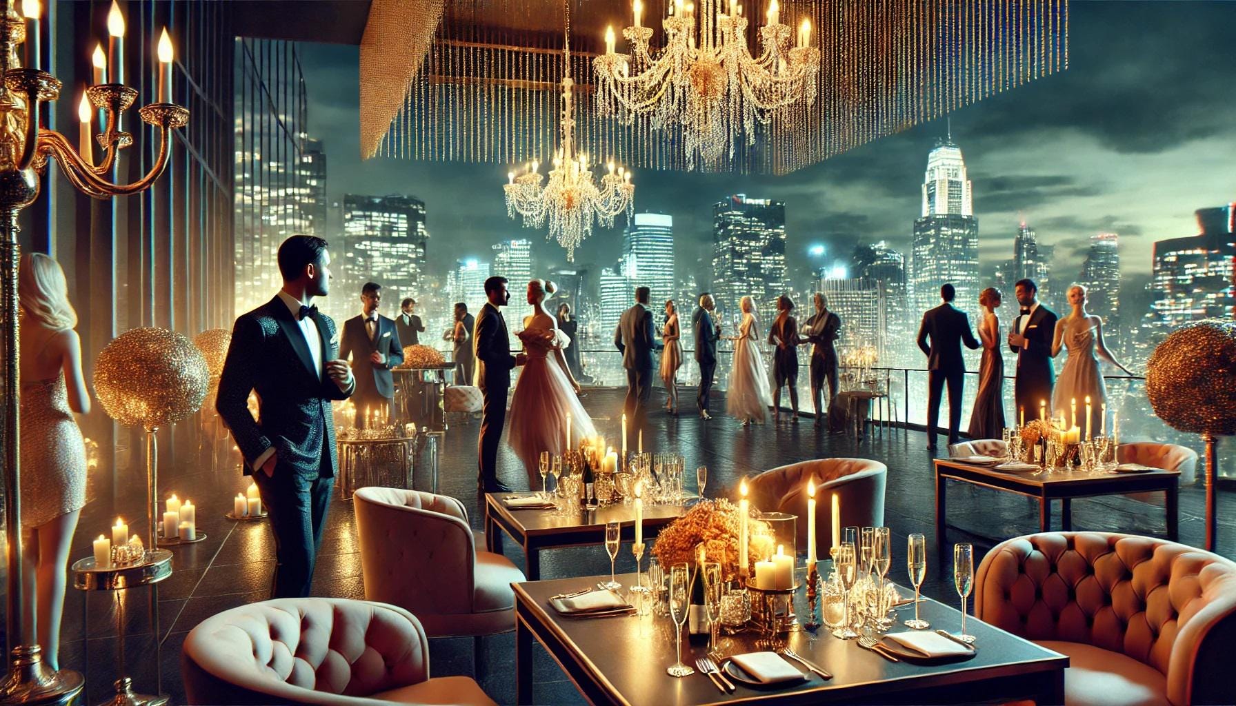 Champagne Life Digital Art – Luxury Rooftop Celebration, Upscale ...