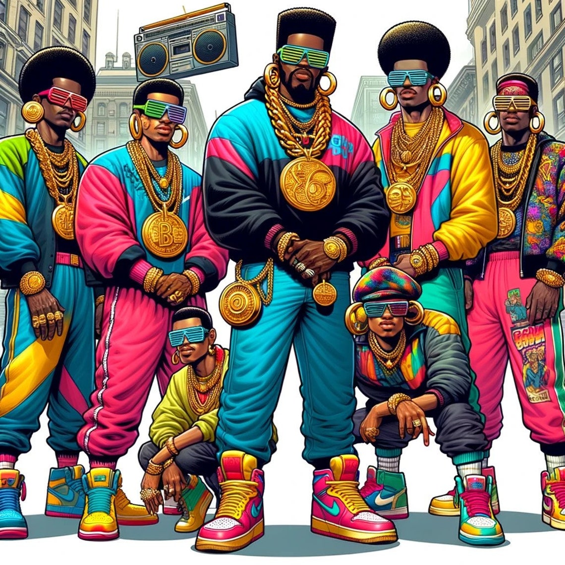 Vintage-inspired 1980s/90s Hip-hop Culture Illustration - Colorful ...