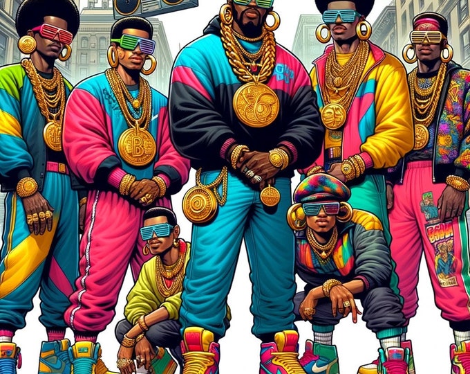 Vintage-inspired 1980s/90s Hip-hop Culture Illustration - Colorful ...