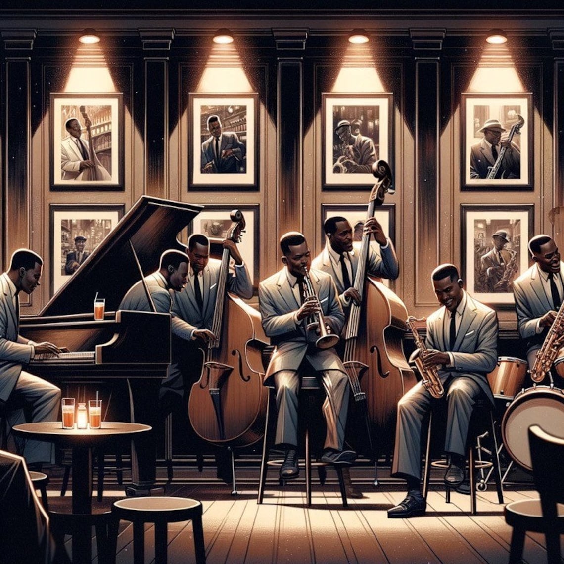 Vintage Jazz Band Digital Art Print - Classic Jazz Musicians Wall Decor ...
