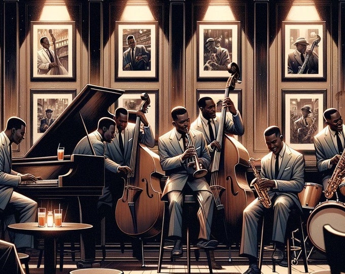 Vintage Jazz Band Digital Art Print - Classic Jazz Musicians Wall Decor ...