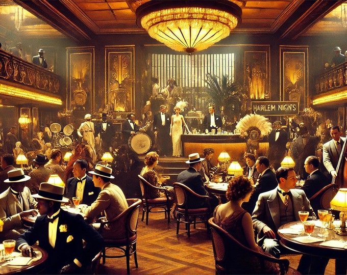 Vintage Harlem Nights 1930s Jazz Club Scene Art Print - Elegant ...