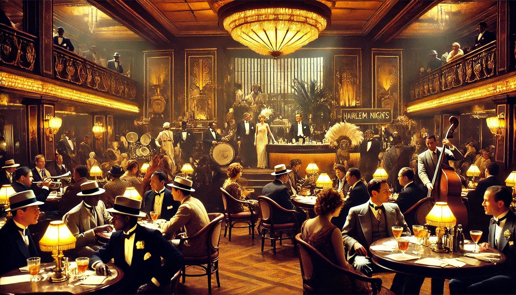 Vintage Harlem Nights 1930s Jazz Club Scene Art Print - Elegant ...