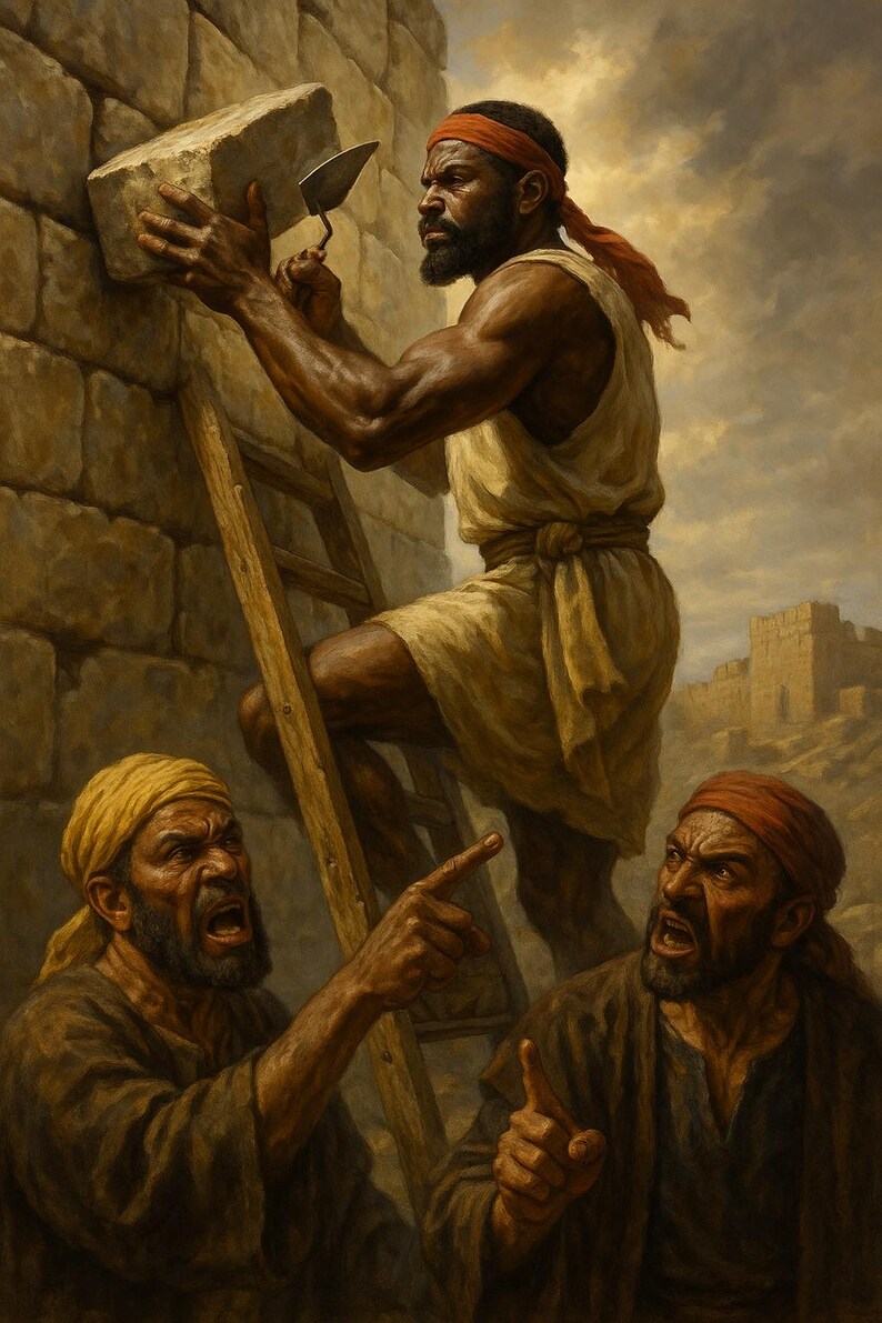Nehemiah Building the Wall | African Biblical Art | Overcoming ...