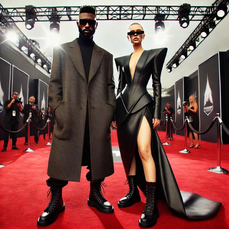 Luxurious Celebrity-inspired Red Carpet Art Print – High-fashion Couple ...