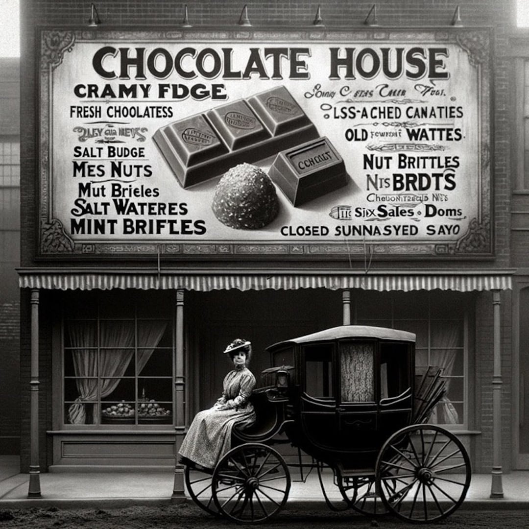 Antique Chocolate House Storefront Canvas Print, Vintage Sweet Shop Art ...