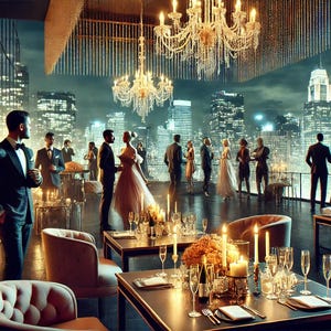 Champagne Life Digital Art – Luxury Rooftop Celebration, Upscale ...