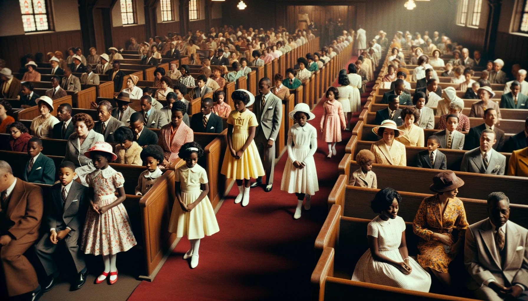 Timeless Elegance: Vintage Church Congregation Digital Print - Etsy