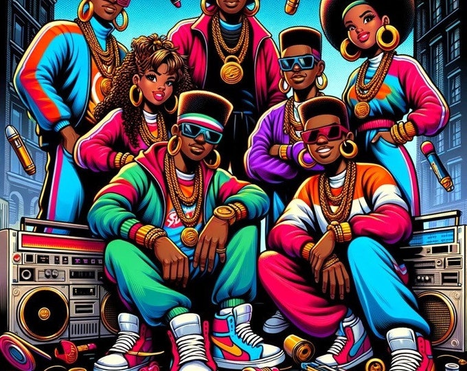 Vintage 80s Hip Hop Party Poster - Colorful Retro Rap Culture Art Print ...