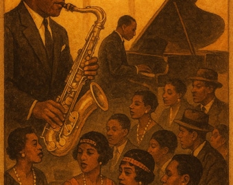 Harlem Renaissance Jazz Club Wall Art – Vintage 1920s Music Scene Print ...