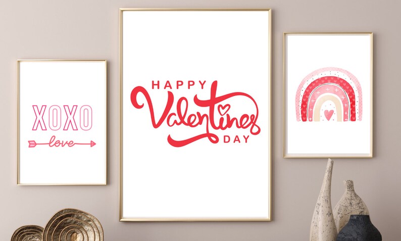 Valentine's Day Printable Wall Art, 3 Set of Valentine's Day Print ...