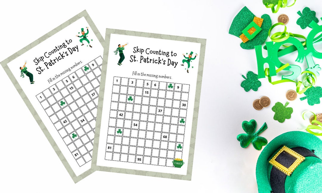 St Patricks Day Skip Counting to 100 Worksheet, Skip Counting Missing ...