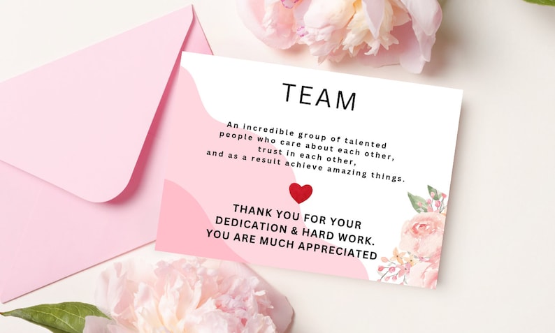 Team Appreciation Card, Employee Appreciation Card, Employee ...