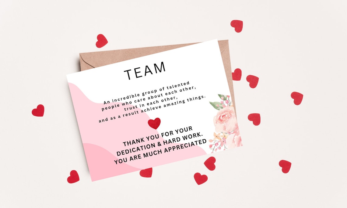 Team Appreciation Card, Employee Appreciation Card, Employee ...