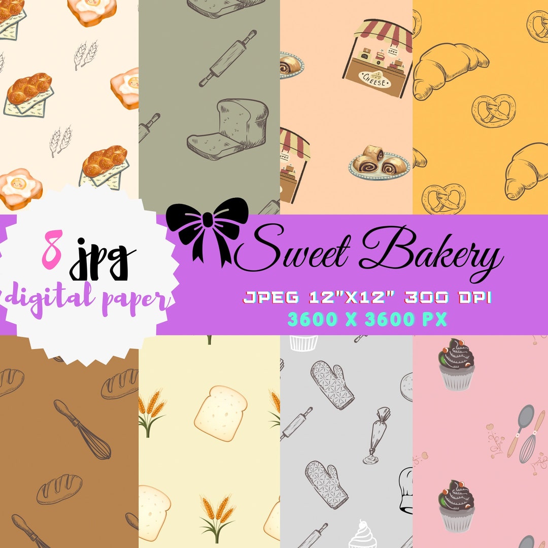 Digital Paper,bakery Seamless Pattern, Bakery Digital Paper ,kitchen ...