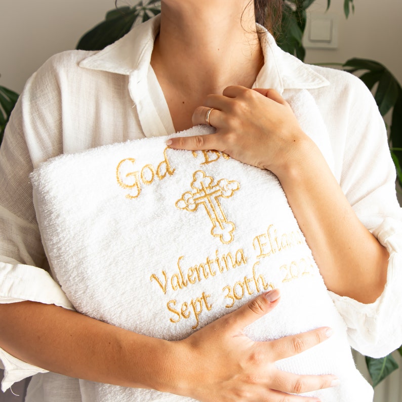 Personalized Baptism Towel , Embroidery on Christening Towel , Baptism ...