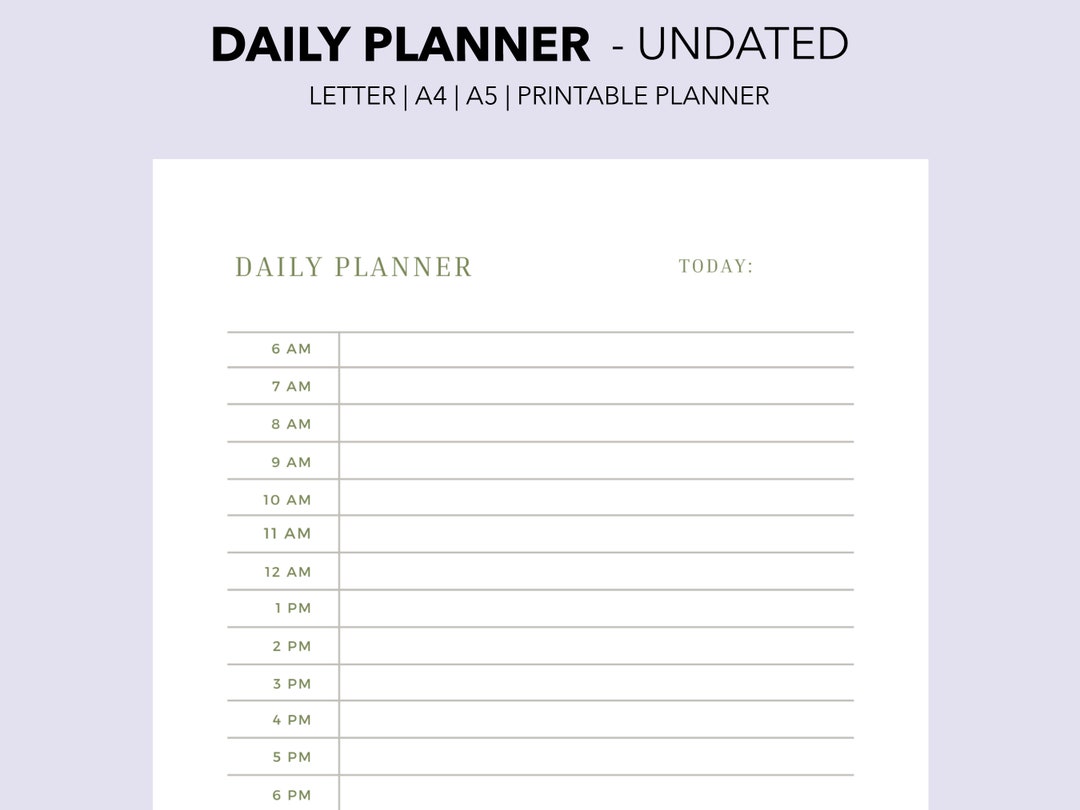 Minimalist Printable Daily Planner | Daily Planner Inserts | Time Block ...