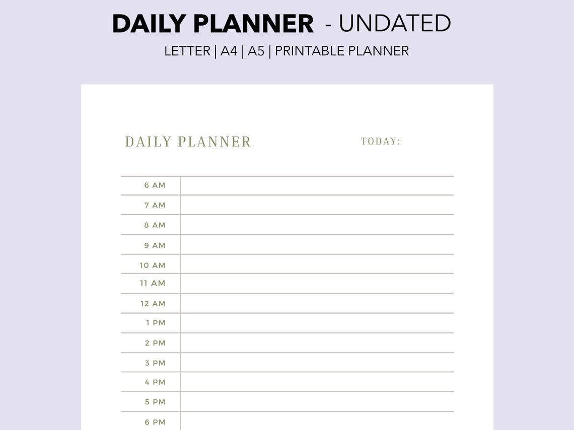 Minimalist Printable Daily Planner | Daily Planner Inserts | Time Block ...