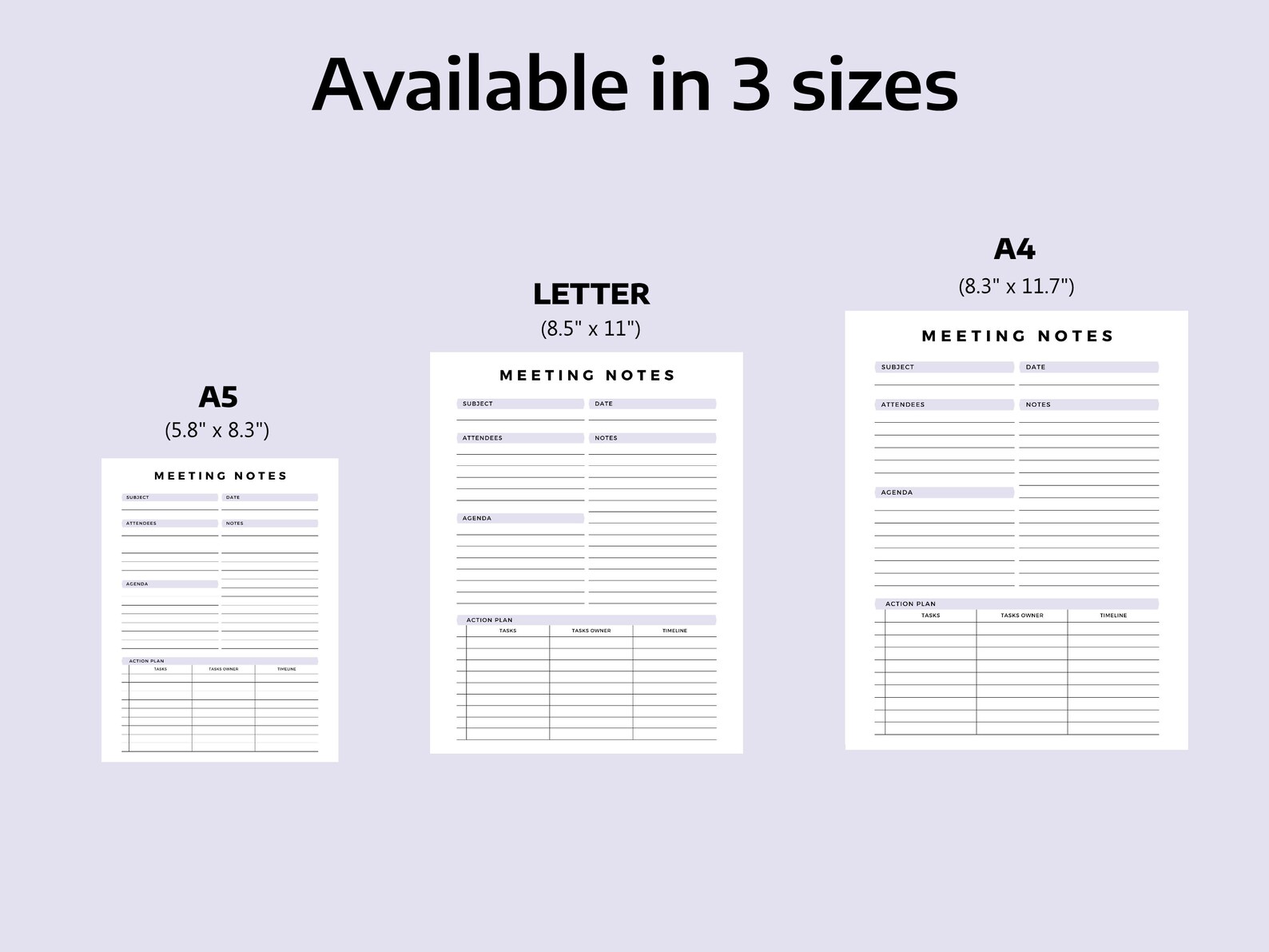 Printable Meeting Notes Template | Meeting Minutes | Meeting Agenda ...