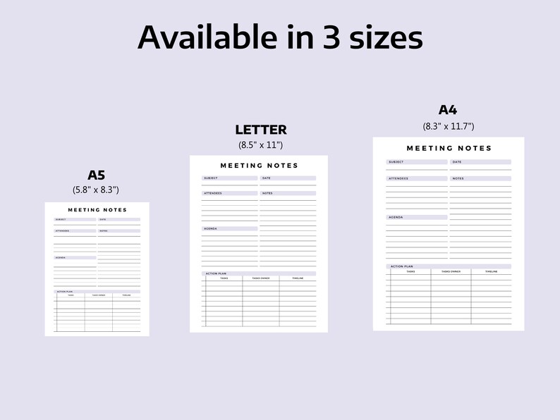 Printable Meeting Notes Template | Meeting Minutes | Meeting Agenda ...