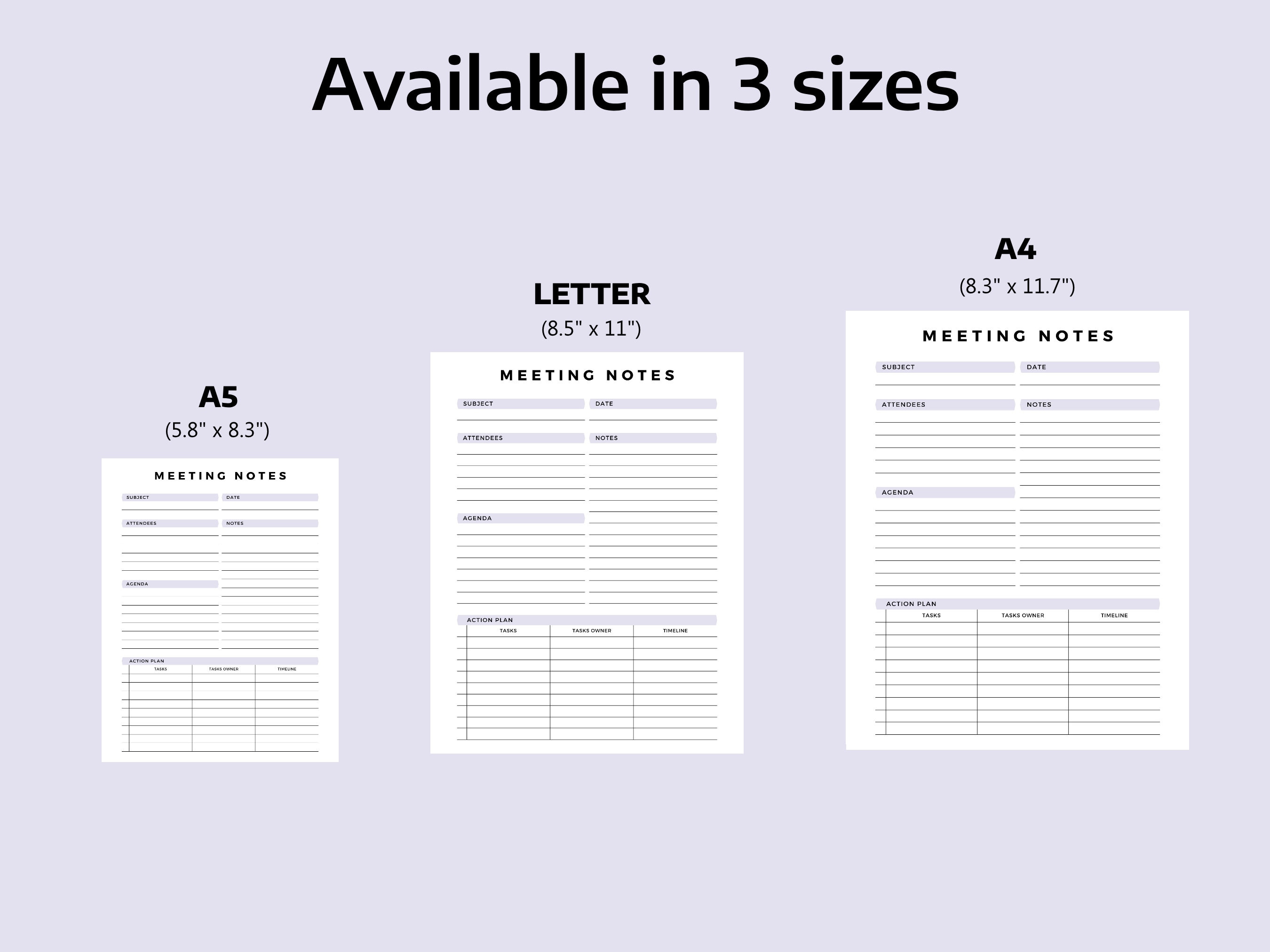 Printable Meeting Notes Template | Meeting Minutes | Meeting Agenda ...