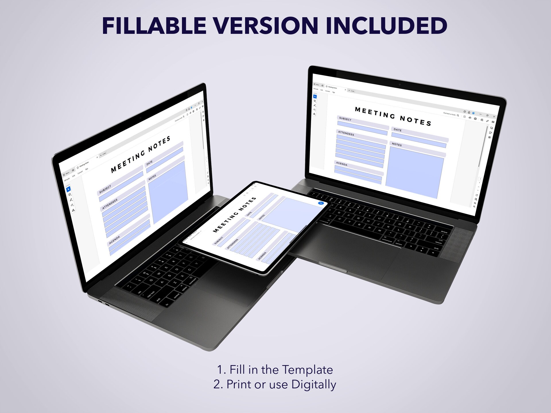 Printable Meeting Notes Template | Meeting Minutes | Meeting Agenda ...