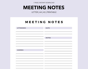 One-on-one Meeting Notes Printable, Meeting Agenda, Minutes, Business ...