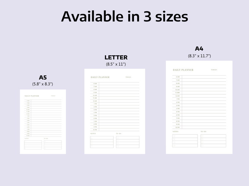 Minimalist Printable Daily Planner | Daily Planner Inserts | Time Block ...