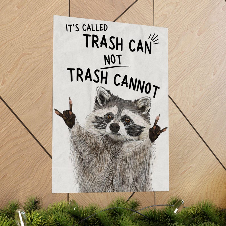 Funny Raccoon Poster Motivational Quote Wall Art Classroom Decoration ...