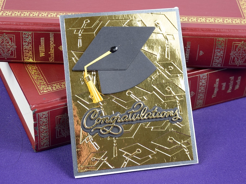 3D Gold and Black Embossed Graduation Card With 3D Graduation Cap - Etsy