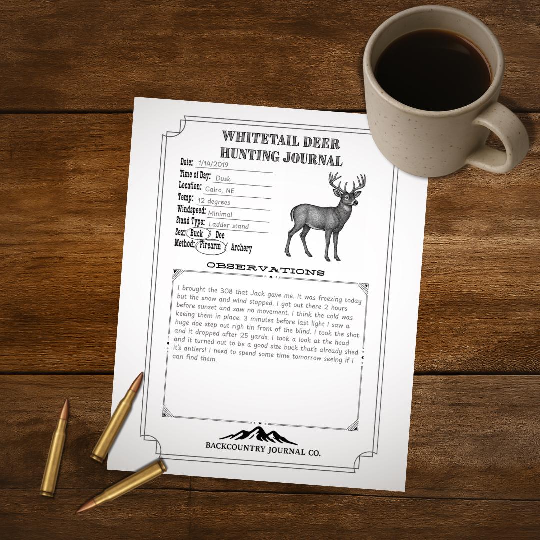 Whitetail Deer Hunting Journal | Field Notes Logbook (printable PDF) - Etsy