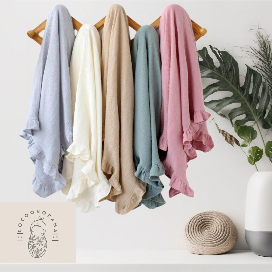 Ruffle Baby Blanket, Hypoallergenic Soft Muslin Swaddle (120x120 Cm) - Etsy