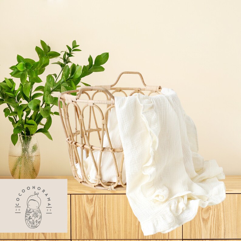 Ruffle Baby Blanket, Hypoallergenic Soft Muslin Swaddle (120x120 Cm) - Etsy