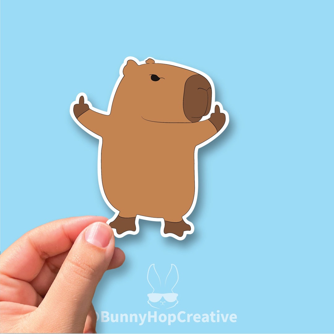 Cute Capybara Sticker, Middle Finger Sticker, Kawaii Sticker ...